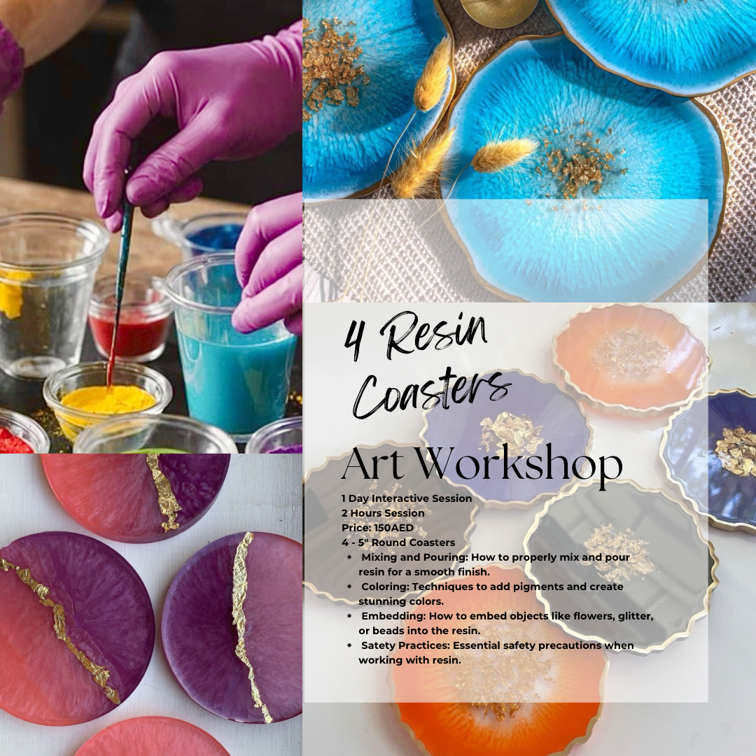 4 Resin Coasters Art Workshop – Beginner Friendly | UAE – Resin Art ...