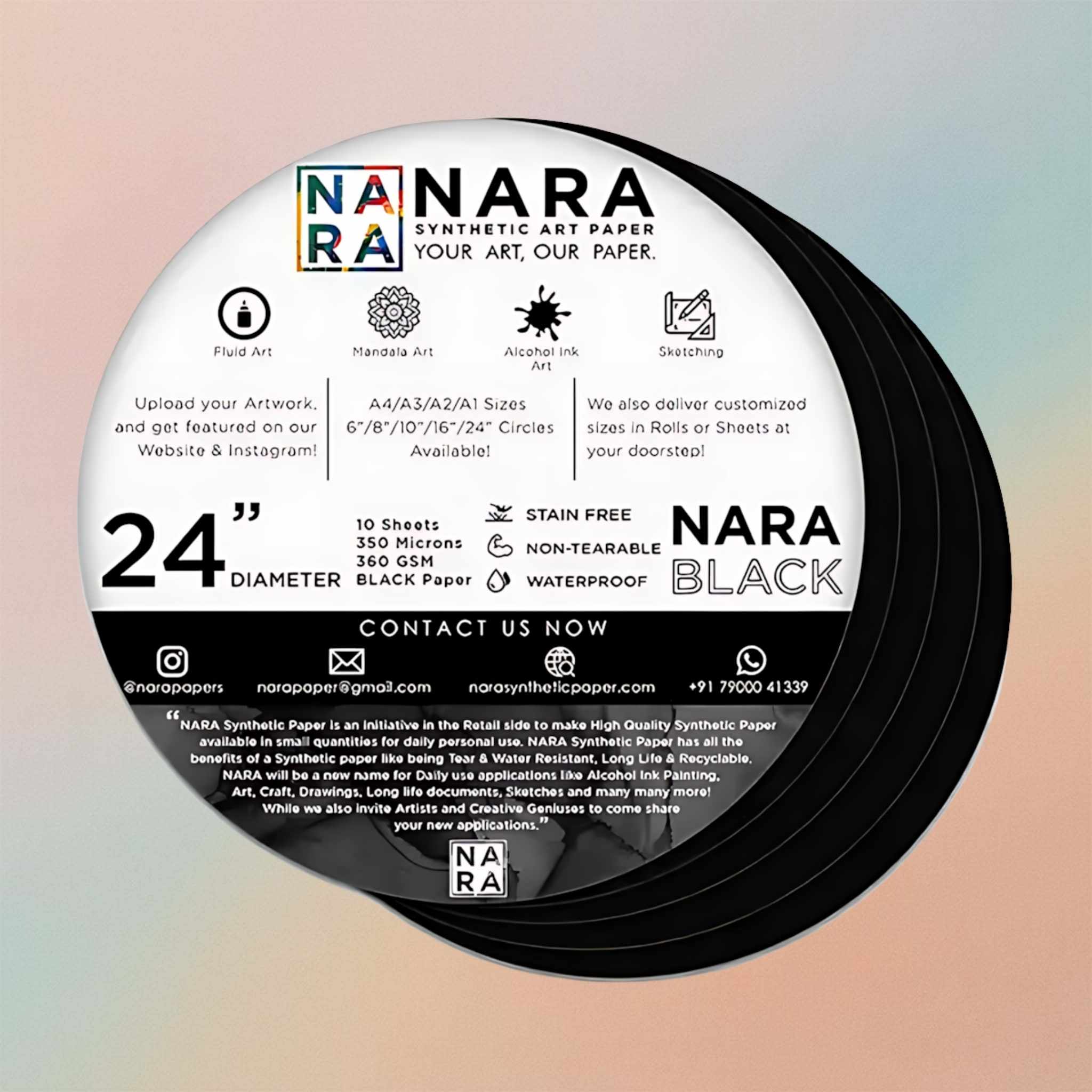 NARA Black 24” Diameter Circle 350 Microns - Resin Art World – Resin ...
